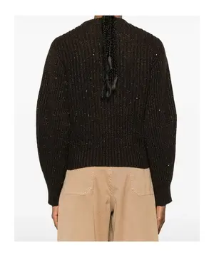 Brunello Cucinelli Ribbed Knit Pullover With Metallic Accents
