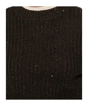 Brunello Cucinelli Ribbed Knit Pullover With Metallic Accents
