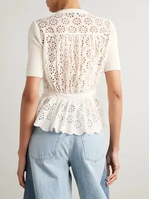 Sea Lennon Top With Embroidered Cotton Splicing
