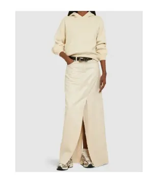 DARKPARK Emma Cotton Denim Midi Skirt - Nude