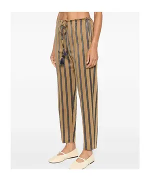 FORTE_FORTE Striped Drawstring Trousers - Brown
