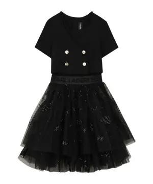 Karl Lagerfeld Sequined Tiered Dress With Ruffled Accents