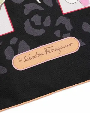 FERRAGAMO Printed Silk Scarf - Black