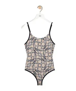 Loewe Sleeveless Anagram Print One-piece Swimsuit - Beige/black