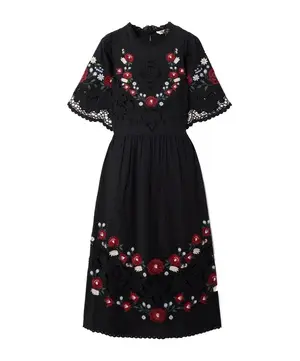 Sea Rosaline Embroidered Broderie Anglaise Cotton And Linen-blend Midi Dress