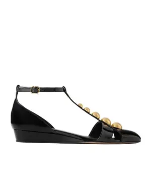Chloé Cleia T-bar Embellished Wedge Pumps - Black