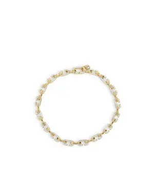Casablanca Bijoux Enamel Link Necklace - Gold Pink Blue
