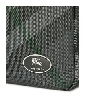 Burberry Grid Check Pattern Briefcase With Adjustable Strap - Black