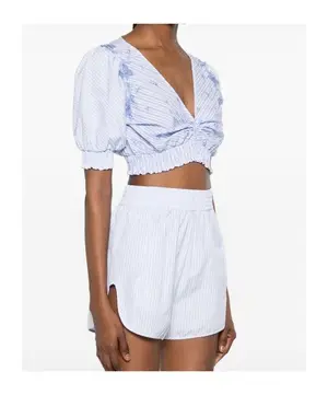 Ermanno Scervino Striped Puff Sleeve Top