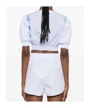 Ermanno Scervino Striped Puff Sleeve Top