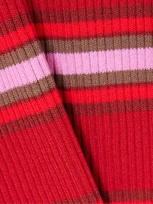 Staud Ren" Striped Ribbed Knit Polo Shirt - No