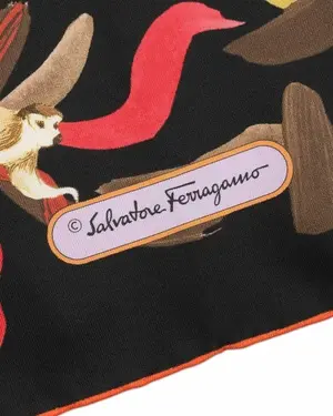 FERRAGAMO Printed Silk Scarf - Black