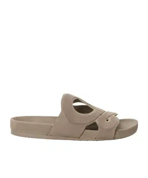 Loewe Ease Monogram Suede Slides - Limestone