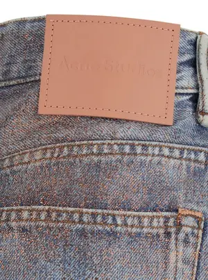 Acne Studios Judda Glitter Denim Shorts - Blue