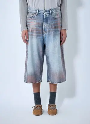 Acne Studios Judda Glitter Denim Shorts - Blue