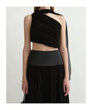 Posse Solene Draped One-shoulder Top - Black