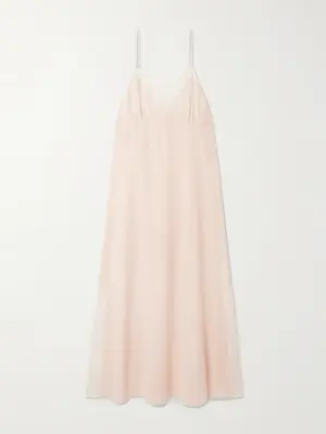 Chloé Lace-trimmed Silk Crepe De Chine Maxi Dress - No