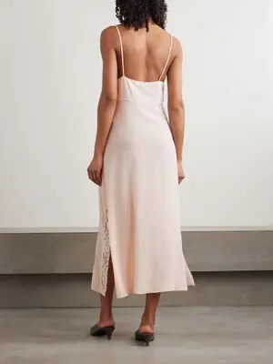 Chloé Lace-trimmed Silk Crepe De Chine Maxi Dress