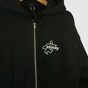 StÜssy Graphic Zip-up Hoodie - Black