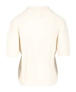LISA YANG Pointelle Knit Polo Sweater