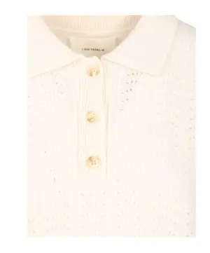 LISA YANG Pointelle Knit Polo Sweater