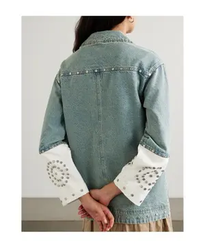 Sea Studded Two-tone Denim Jacket