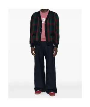 Aspesi Plaid Wool Cardigan - Black