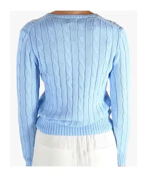 Polo Ralph Lauren Cable Knit Crewneck Jumper With Embroidered Pony - Blue