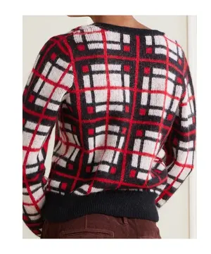 RE/DONE Embroidered Checked Jacquard-knit Sweater