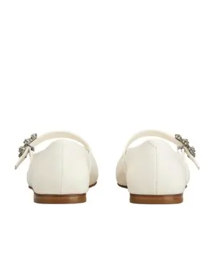 ROGER VIVIER Efflorescence Mary Jane Flats In Leather With Crystal Buckle