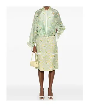 Fendi Floral Printed Midi Skirt - Green