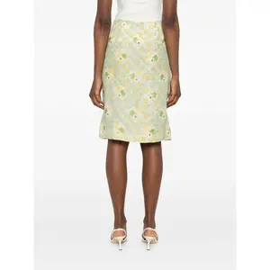 Fendi Floral Printed Midi Skirt - Green