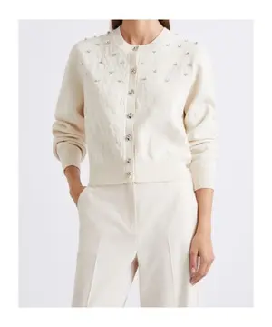 Marella Embellished Viscose And Cotton Cardigan