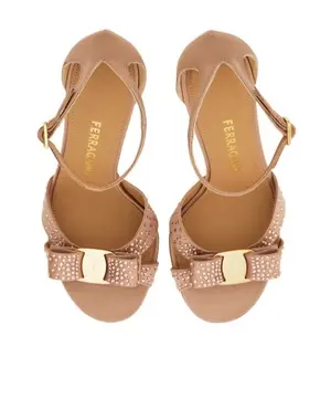 FERRAGAMO Vara Bow Sandal With Crystals - Nude