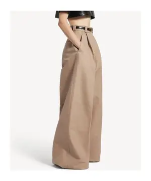 Balenciaga High-waisted Wide-leg Leather Patch Pants - Dune