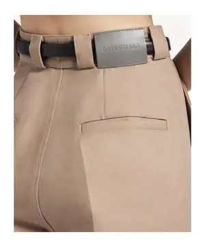 Balenciaga High-waisted Wide-leg Leather Patch Pants - Dune