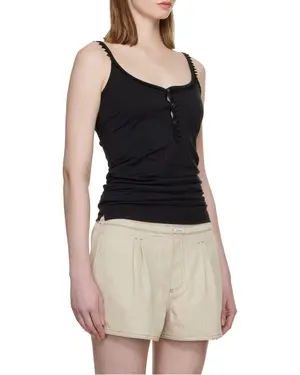 Jacquemus Le Debardeur Clavela Tank Top With Pleated Details - Black