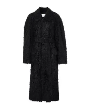 Carven Belted Faux-shearling Coat