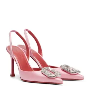 Amina Muaddi Camelia Sling 90 Crystal Embellished High-heeled Sandals - Pink