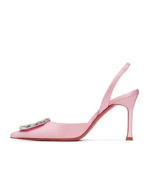 Amina Muaddi Camelia Sling 90 Crystal Embellished High-heeled Sandals - Pink