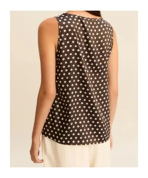 Marella Polka Dot Sleeveless Vest - Black