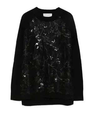 ERMANNO FIRENZE Embellished Crew Neck Long Sleeve Sweater