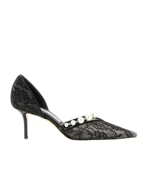 JIMMY CHOO Aurelie 65 Lace Pumps With Pearl And Crystal Embellishments - Black