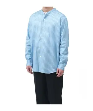 Auralee Striped Stand-collar Shirt - Blue
