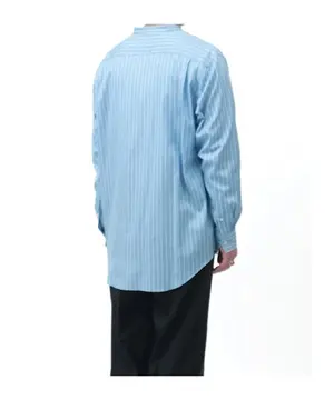 Auralee Striped Stand-collar Shirt - Blue