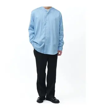 Auralee Striped Stand-collar Shirt - Blue