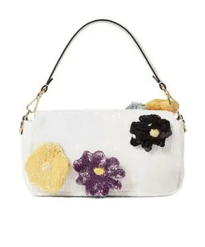 Fendi Baguette Sequinned Sunny Side Flowers Medium Shoulder Bag - Multi-color
