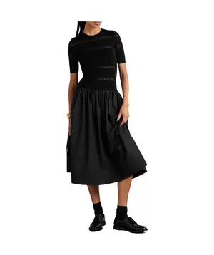 Sea Spliced Knit Extra-long Dress