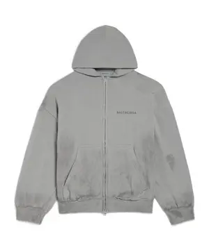 Balenciaga Faded Zip-up Hoodie - Grey