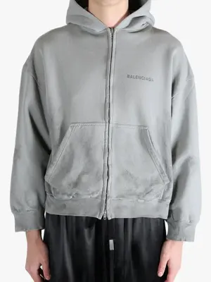Balenciaga Faded Zip-up Hoodie - Grey